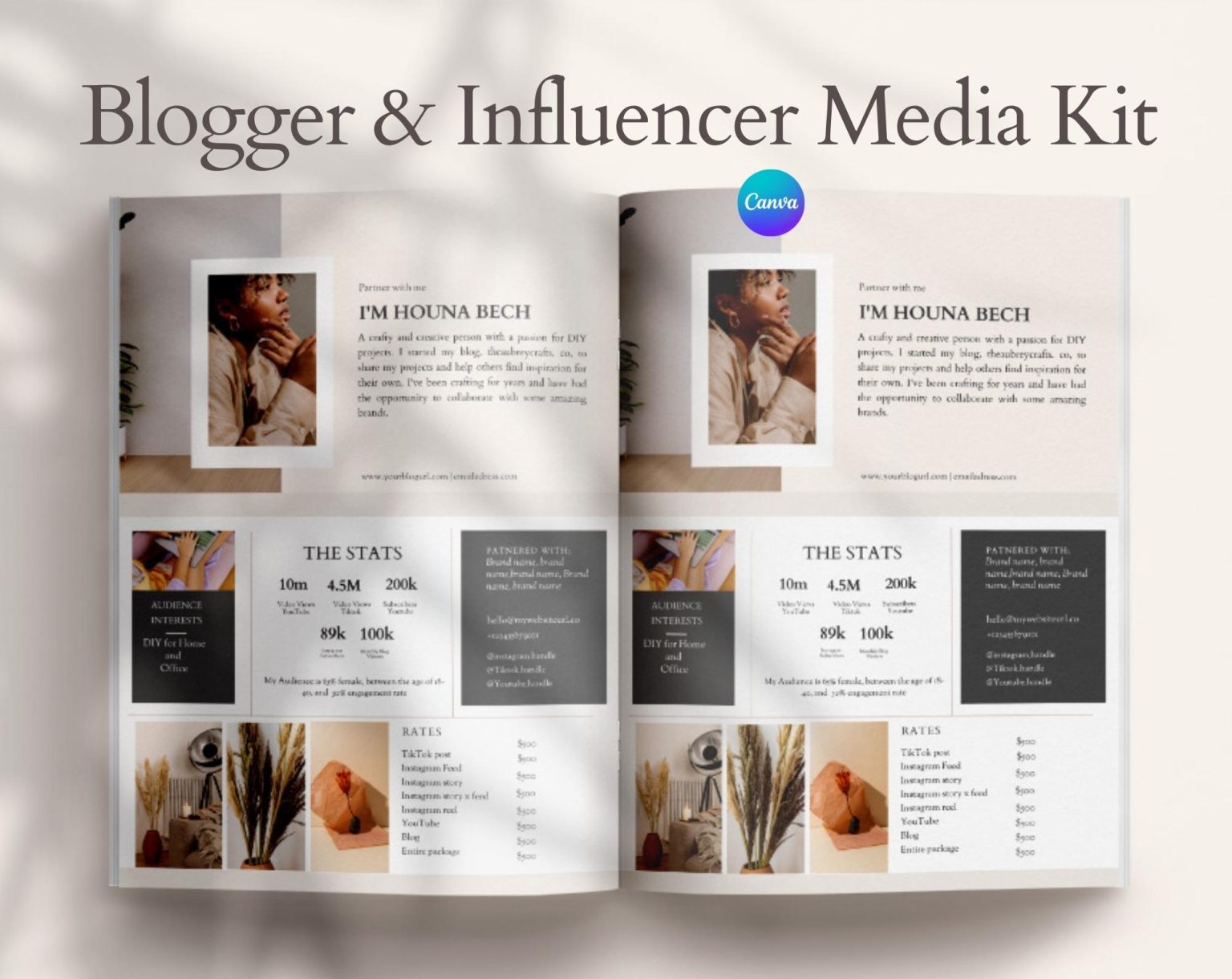 Blogger Media Kit Template Canva | Mia